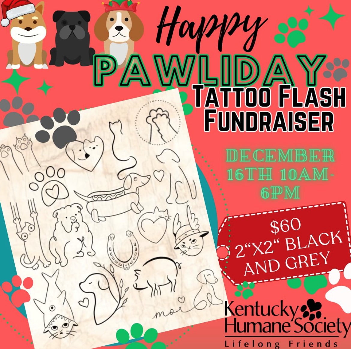 Paw-liday Tattoo Flash Fundraiser - Kyhumane